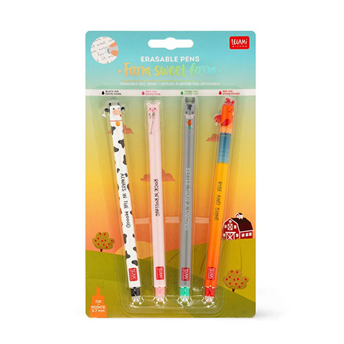 Set of 4 Erasable Gel Pens - Farm Sweet Farm – Whirligig Toys